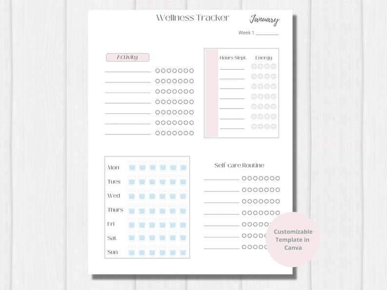 Printable Wellness Tracker, Activity Tracker, Health Tracker, Daily ...