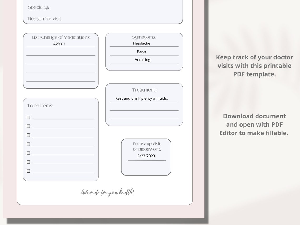 Printable Patient Notes, Doctor Visit Notes, Medical Notes, Medical ...