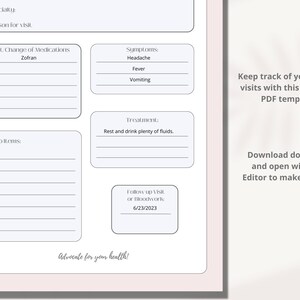 Printable Patient Notes, Doctor Visit Notes, Medical Notes, Medical ...