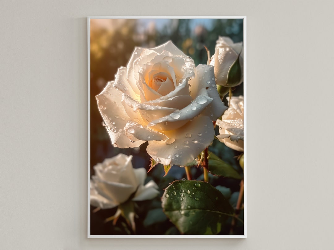 Dewy White Roses Printable Wall Art / Art Print / Wall Decor ...