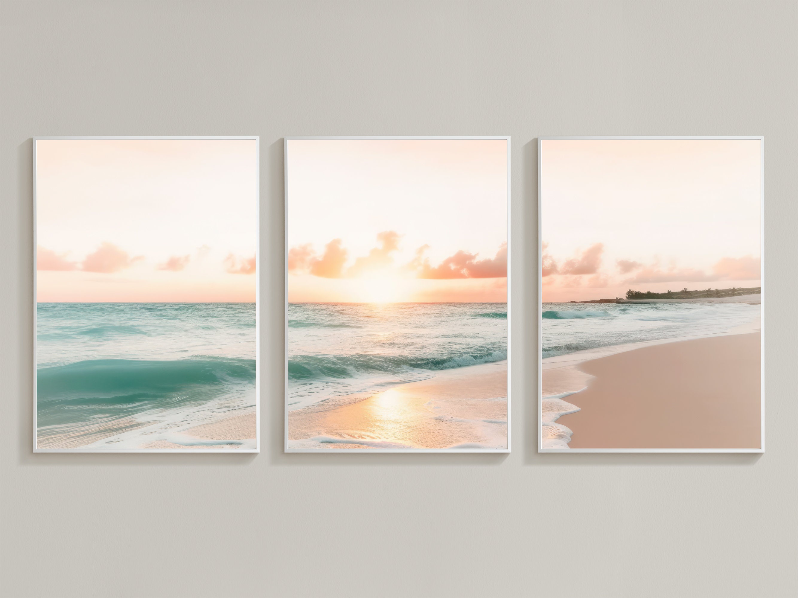 Set of 3: Vanilla Sunset Digital Downloads /neutral Art Print / Beach ...
