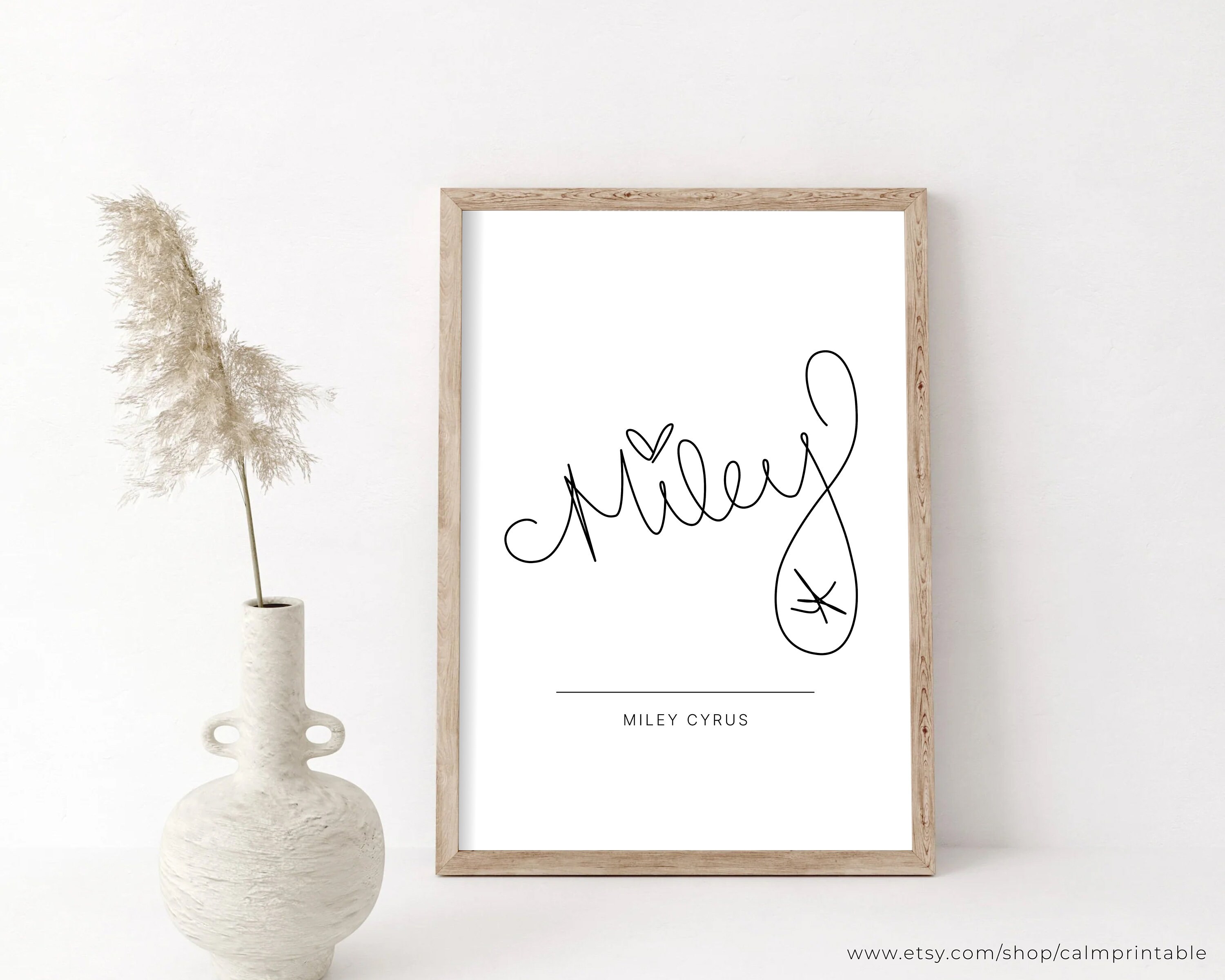 Miley Cyrus Autograph Print, Printable Wall Art, Minimalist Wall Decor ...