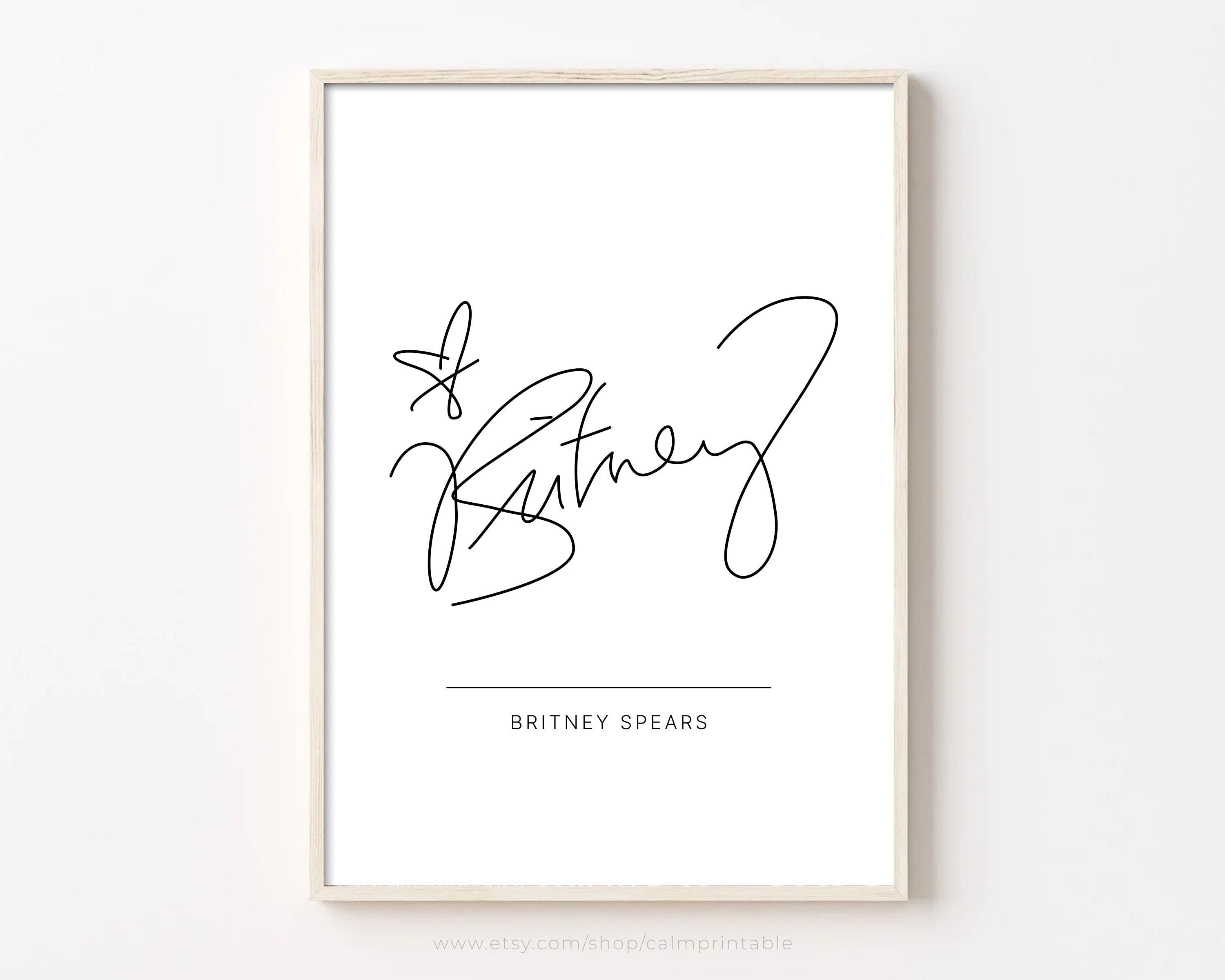 Britney Spears Autograph Print, Printable Wall Art, Minimalist Wall ...