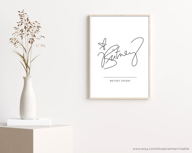 Britney Spears Autograph Print, Printable Wall Art, Minimalist Wall ...