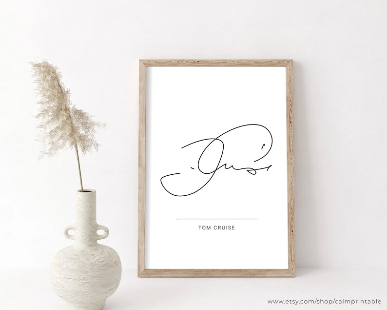 Tom Cruise Autograph Print, Printable Wall Art, Minimalist Wall Decor ...