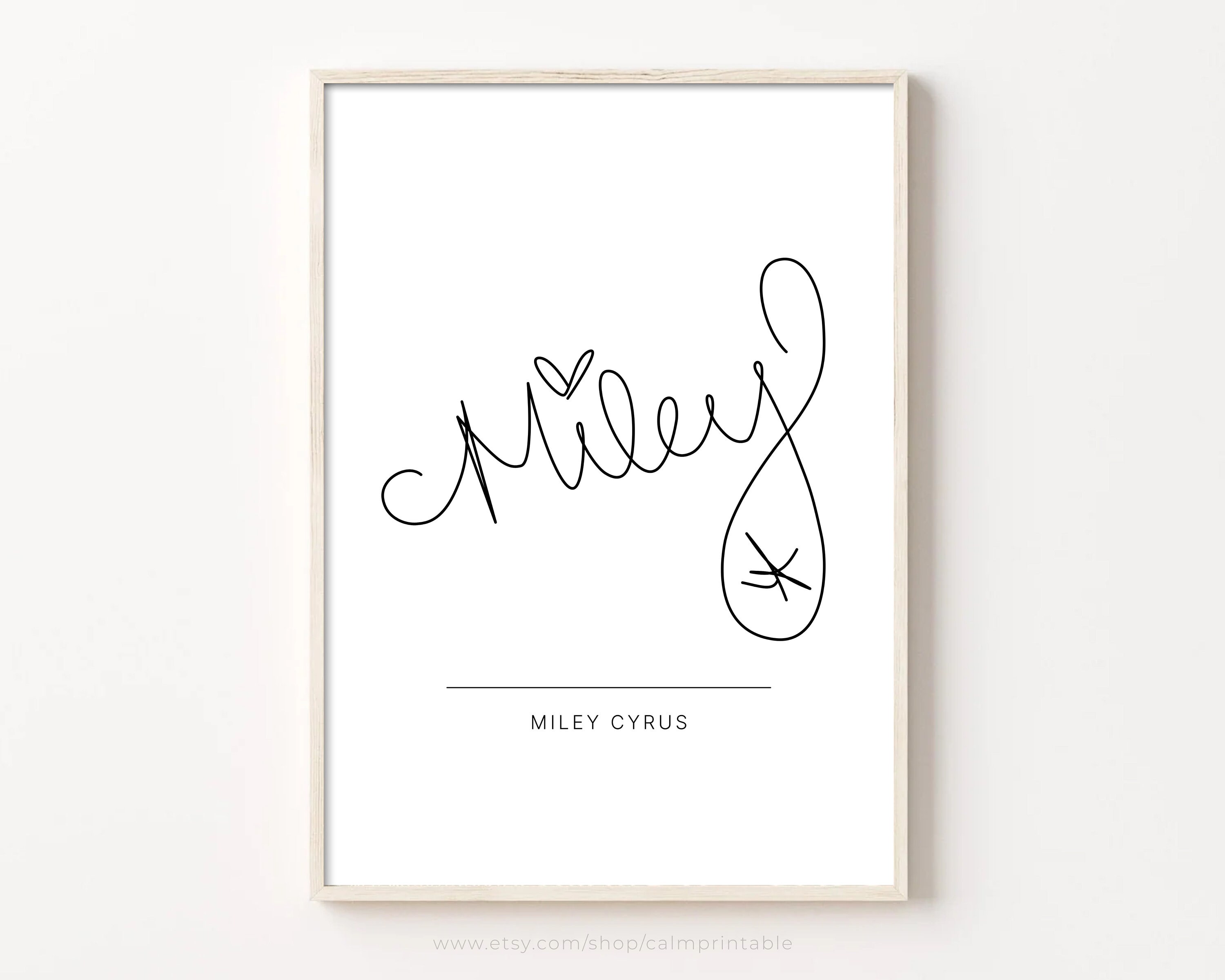 Miley Cyrus Autograph Print, Printable Wall Art, Minimalist Wall Decor ...
