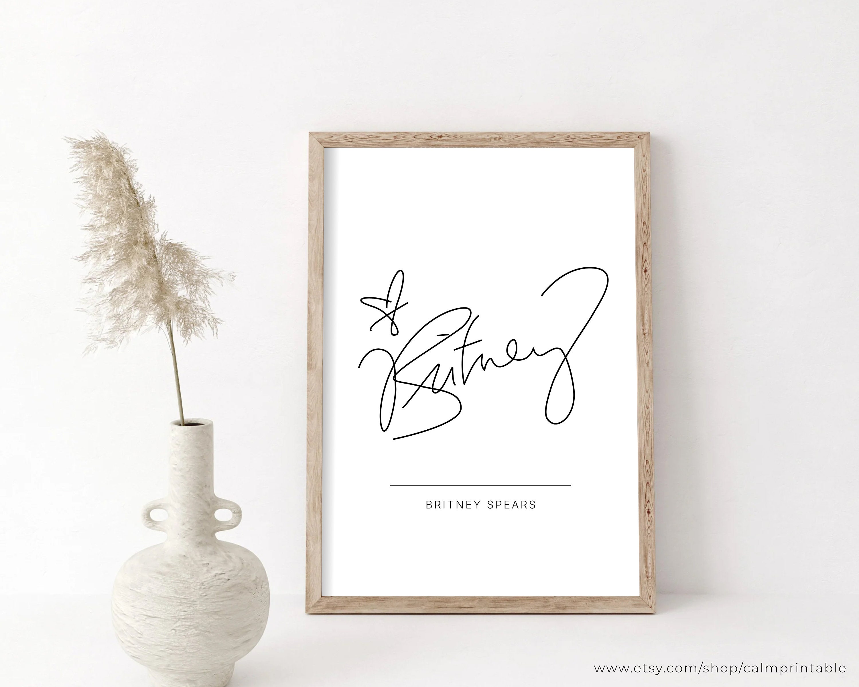 Britney Spears Autograph Print, Printable Wall Art, Minimalist Wall ...