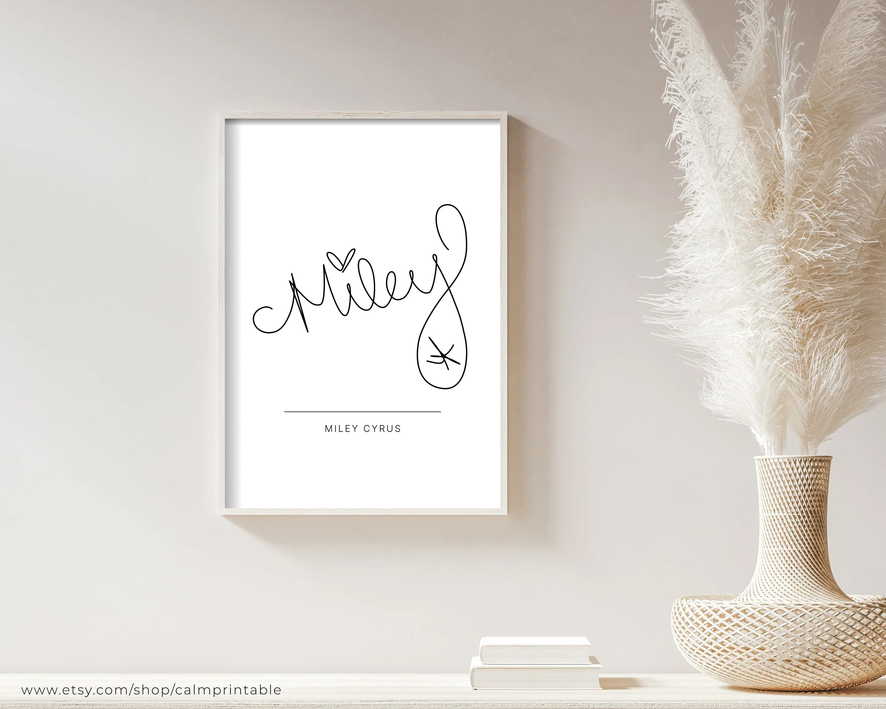 Miley Cyrus Autograph Print, Printable Wall Art, Minimalist Wall Decor ...