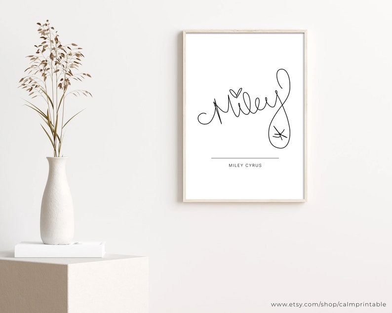 Miley Cyrus Autograph Print, Printable Wall Art, Minimalist Wall Decor ...
