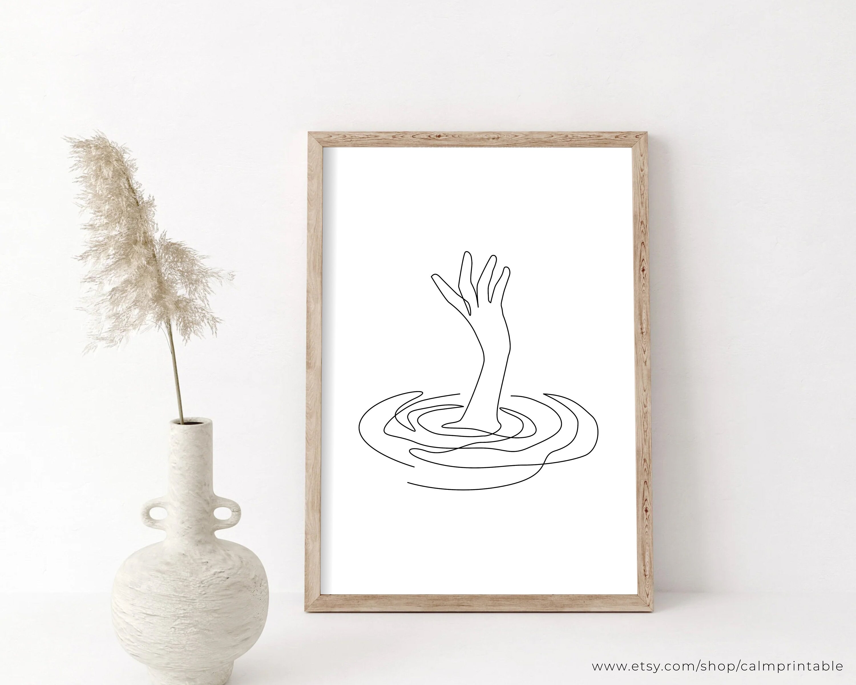 Drowning Hand Line Drawing, Printable Line Art, Printable Wall Art ...