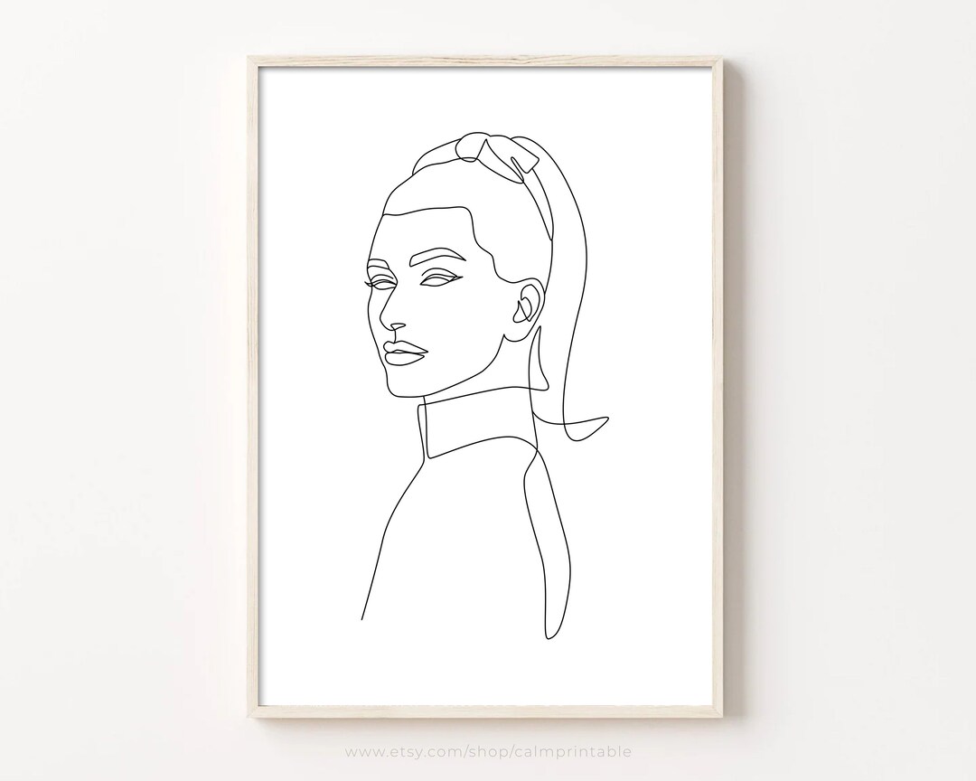 Hailey Baldwin Bieber Line Art Print, Printable Wall Art, One Line ...