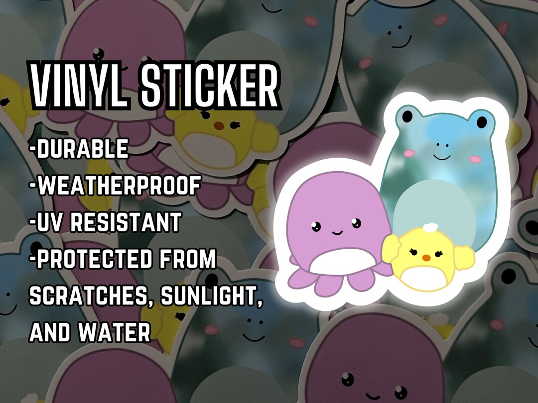3 Squishmallow Sticker Gloss Vinyl Sticker Weatherproof, Scratch ...