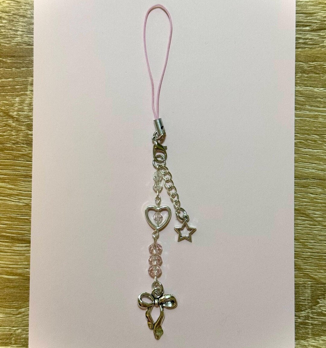 Handmade Pink Bow Phone Charm, Kawaii Heart & Star Charm, Cute ...