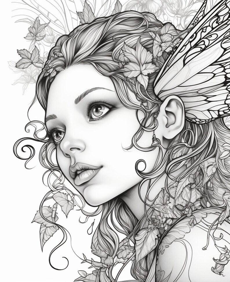 20 Fairy Fantasy Coloring Pages Adults & Kids Instant Download ...
