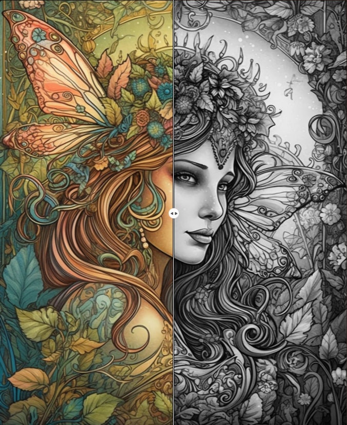 20 Fairy Fantasy Coloring Pages - Adults & Kids - Instant Download ...