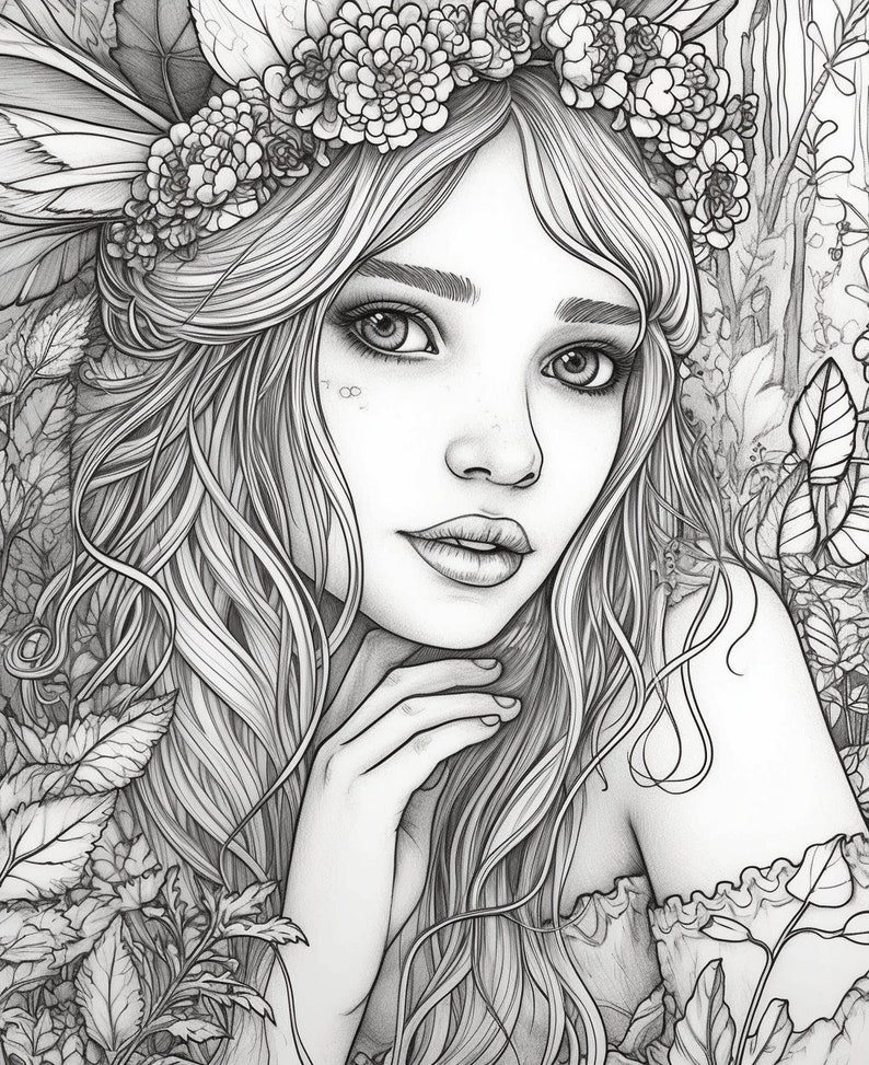 20 Fairy Fantasy Coloring Pages - Adults & Kids - Instant Download ...