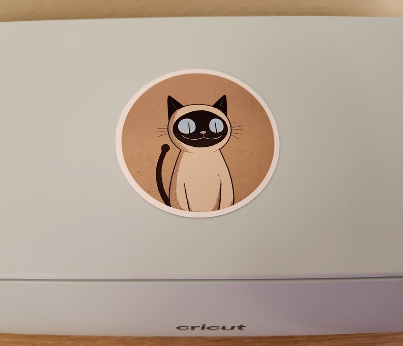 Cute Siamese Cat Goofy Face Handmade One Waterproof Sticker Gift for ...