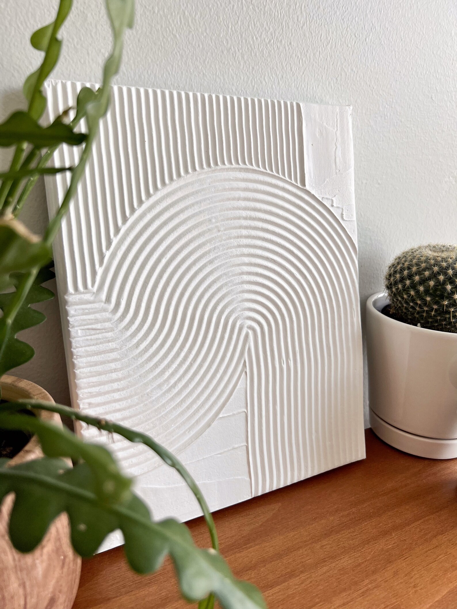 Arch Lines Textured Artwork: White Textured Wall Art Plaster Art ...