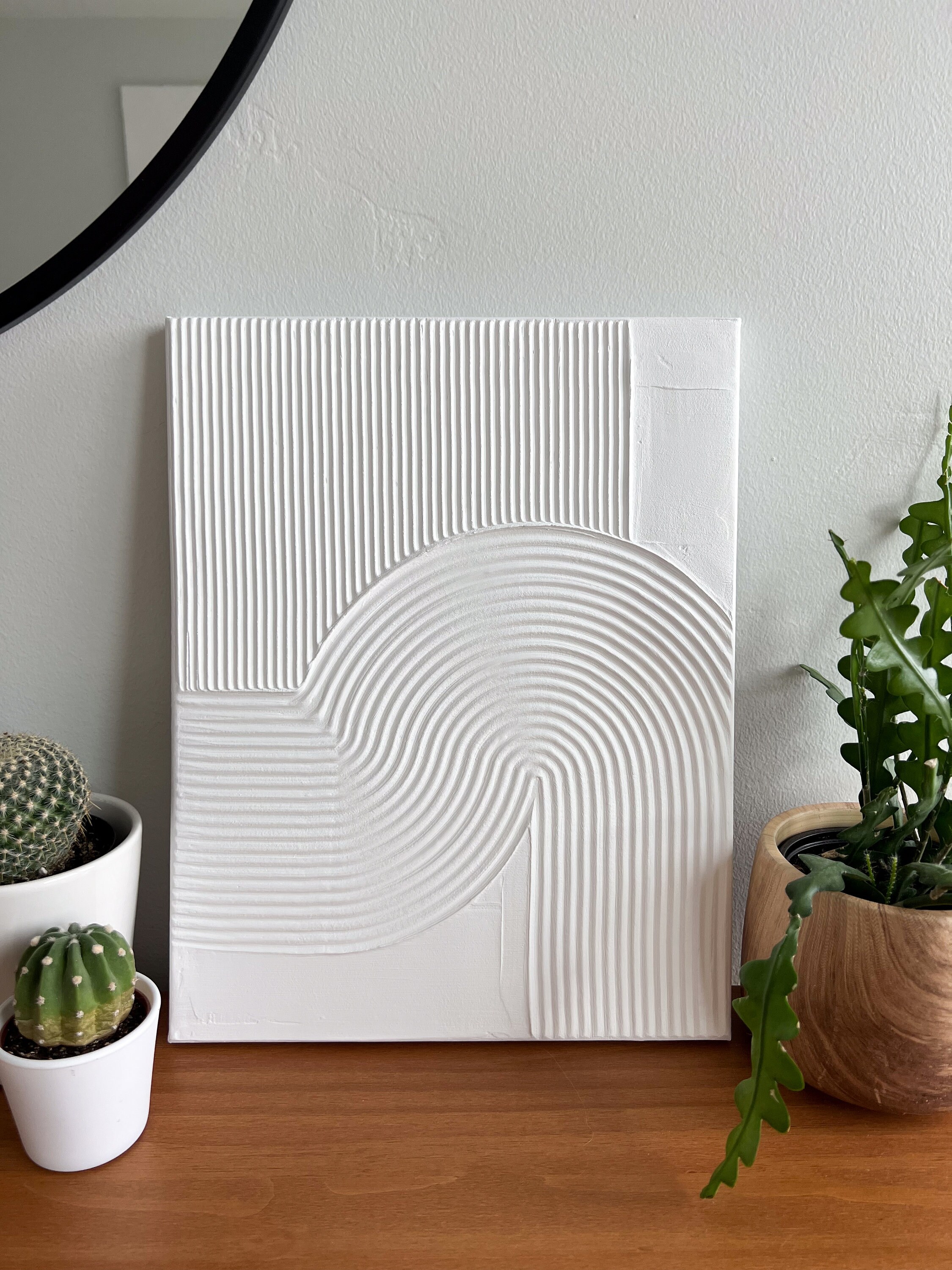 Arch Lines Canvas White Textured Wall Art Plaster Art Abstract Modern ...