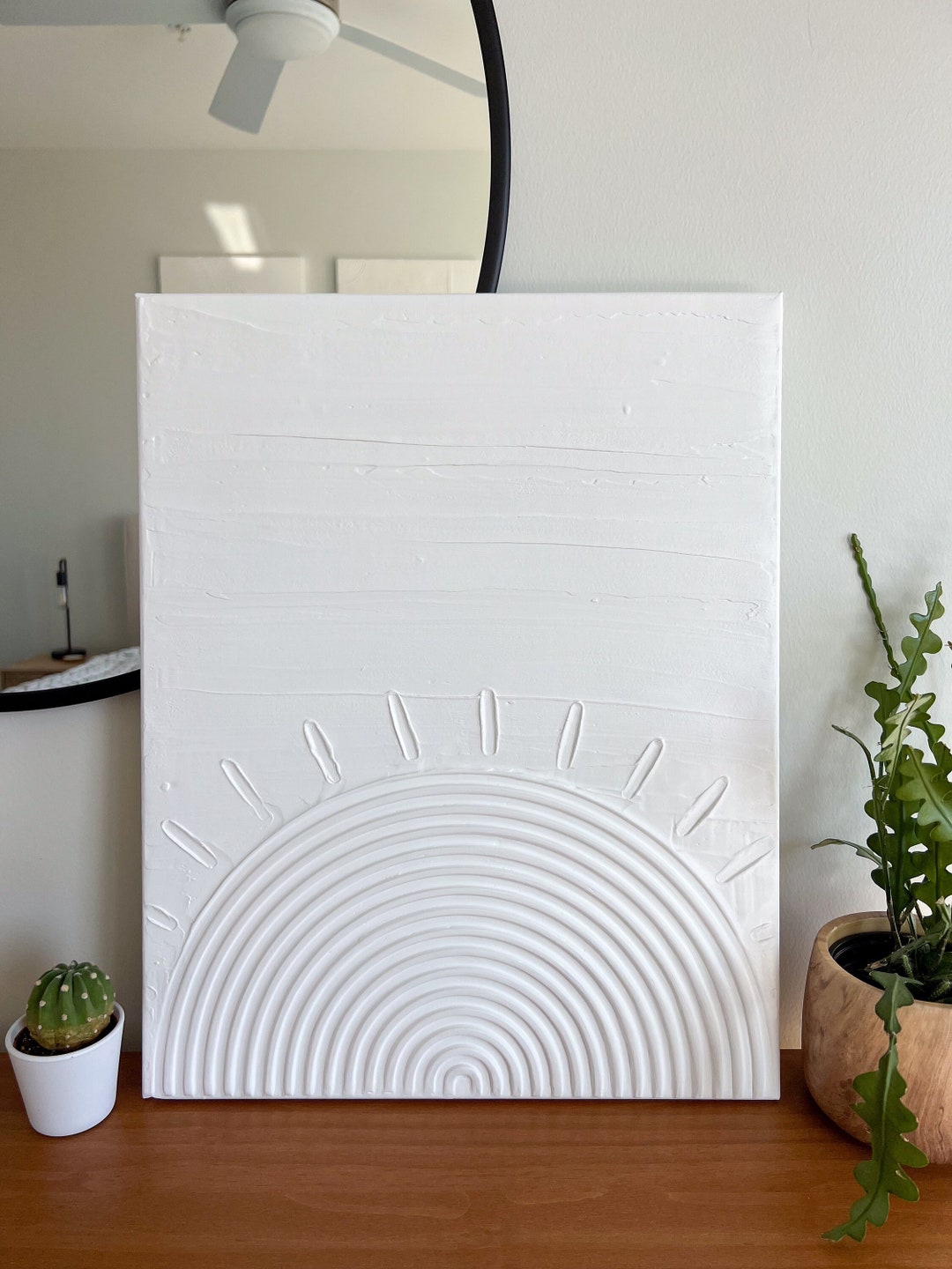 Handmade White Textured Sun Artwork - Etsy