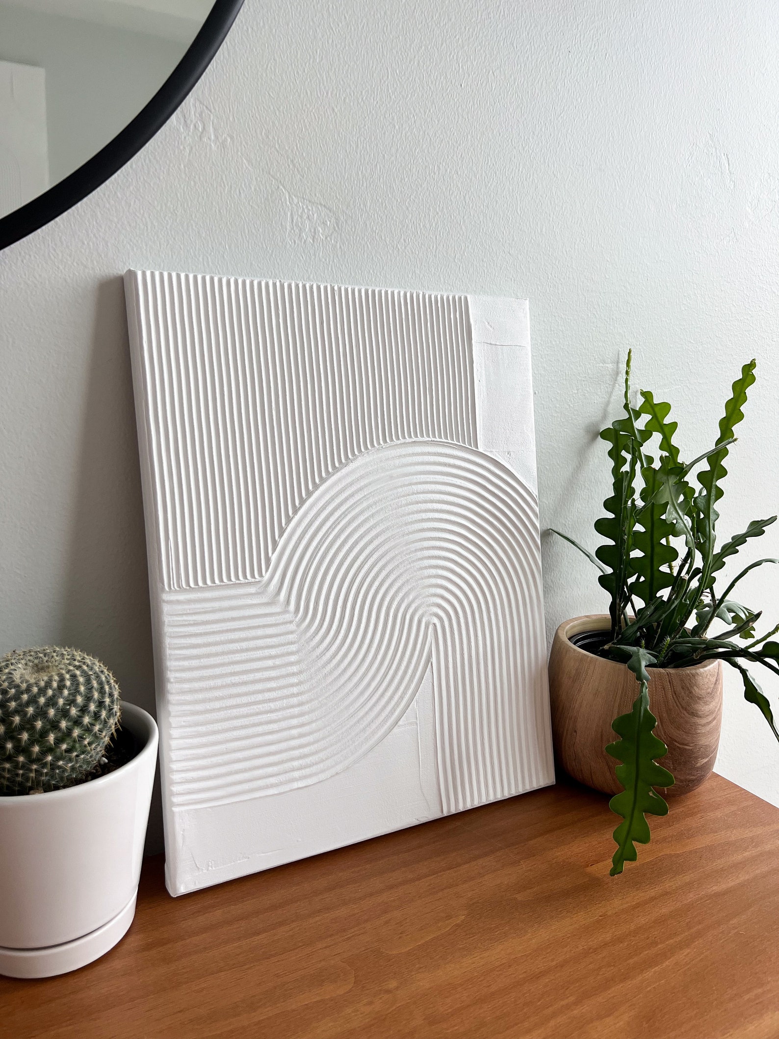 Arch Lines Canvas White Textured Wall Art Plaster Art Abstract Modern ...