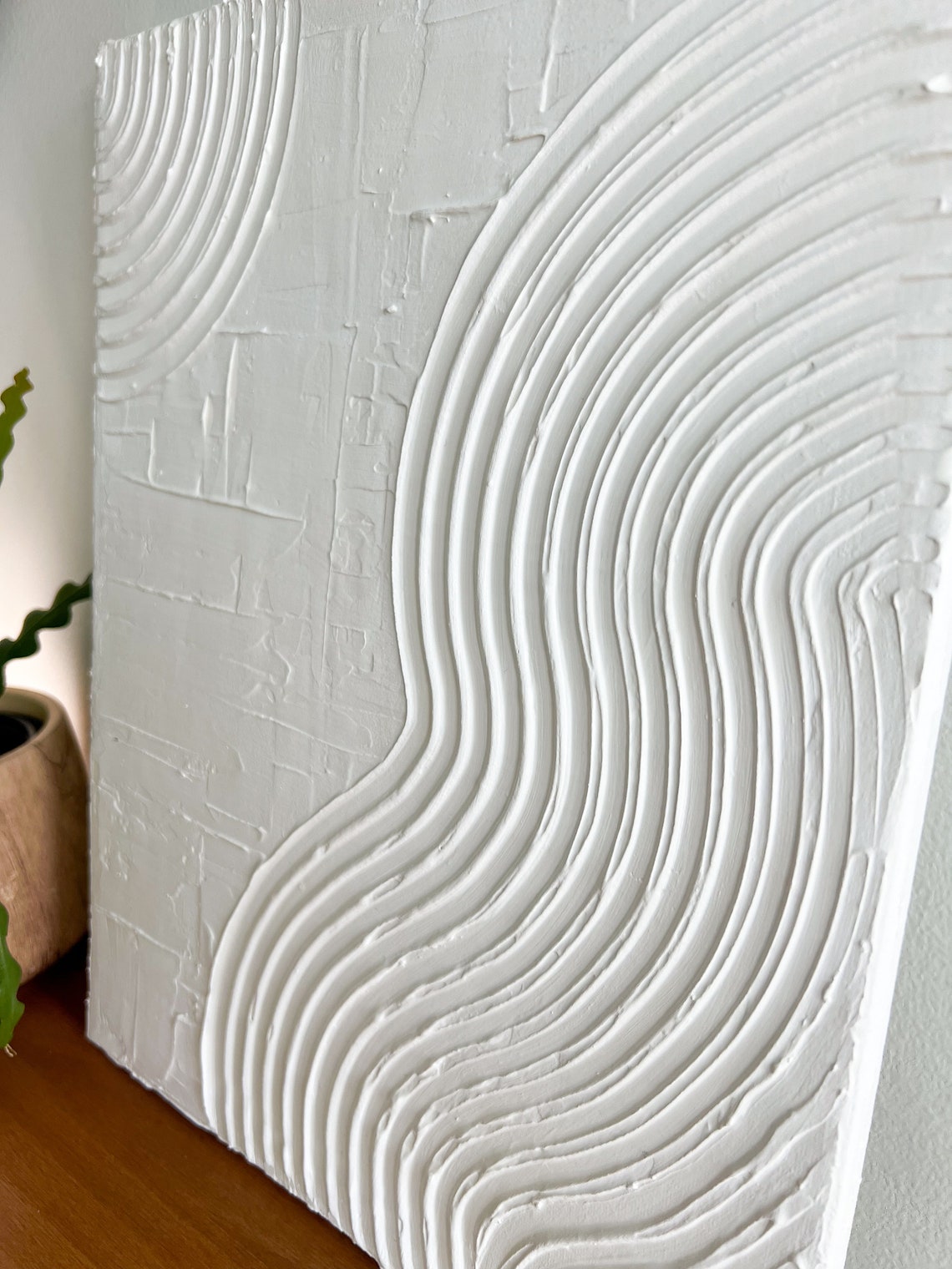 Wave Half Circle Canvas White Textured Wall Art Plaster Art - Etsy