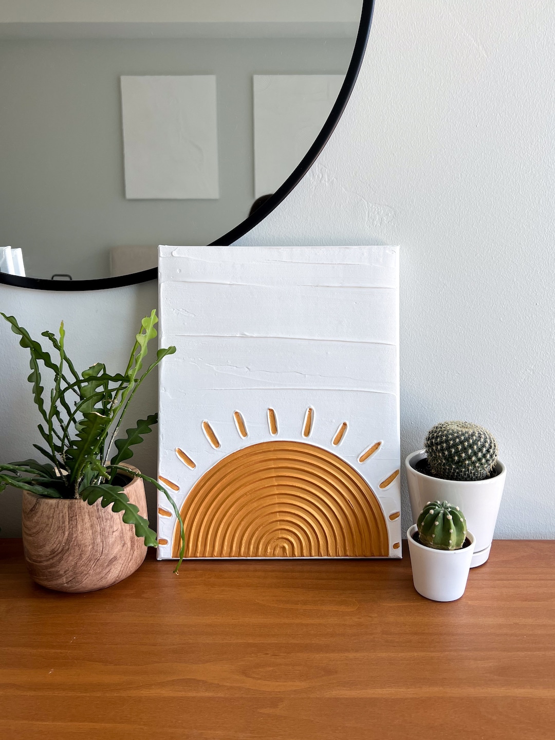 Golden Sun Canvas White Textured Wall Art Plaster Art Abstract - Etsy