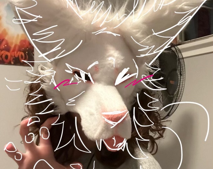 Albino Dog Therian / Quadrobist Mask With Tounge - Etsy