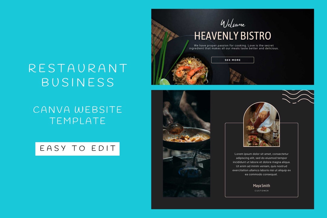 Restaurant Canva Website Template, Easy-to-use Design, Done-for-you ...