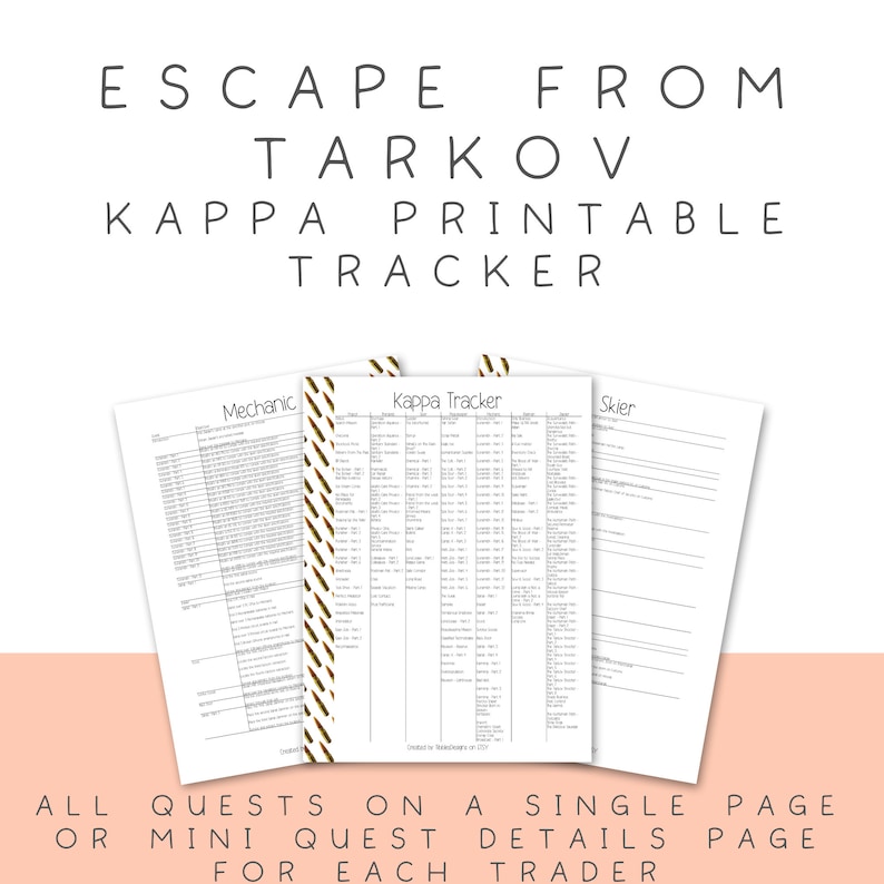 Ultimate Escape From Tarkov Kappa Tracker Printable Guide for Quest ...