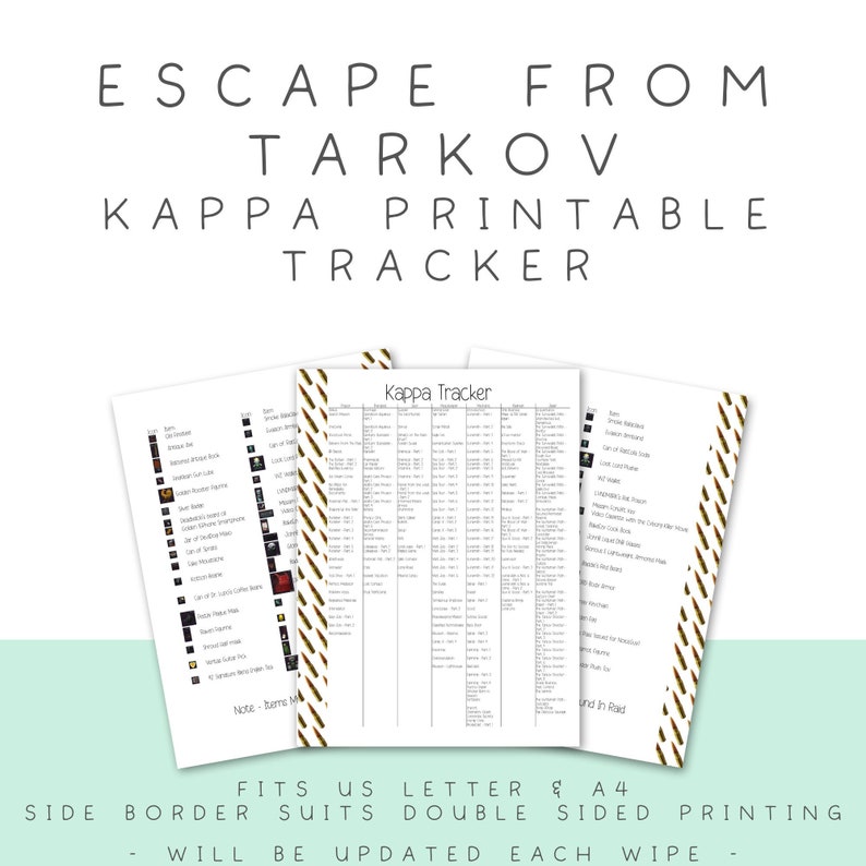 Ultimate Escape From Tarkov Kappa Tracker Printable Guide for Quest ...