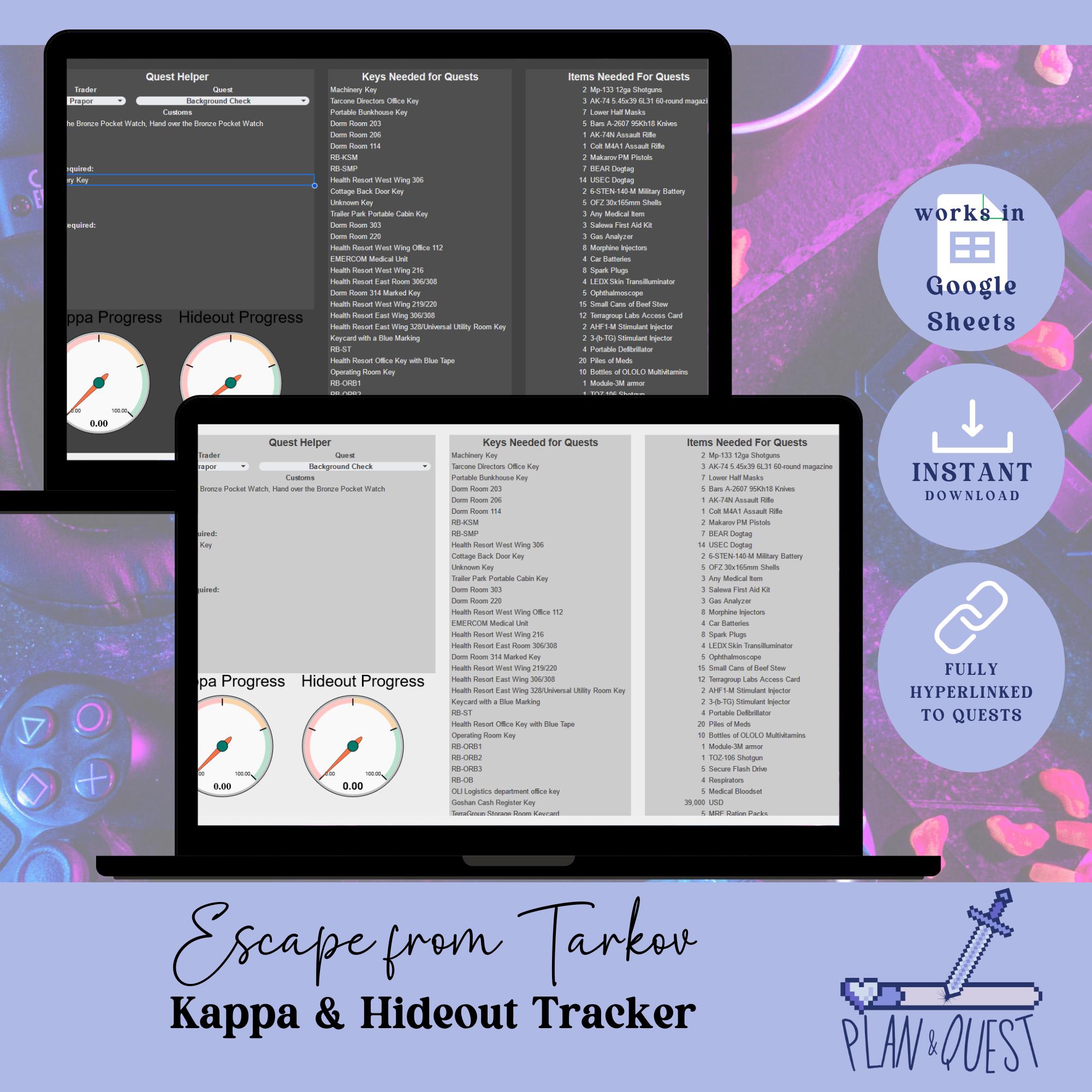 Ultimate Escape From Tarkov Kappa & Hideout Tracker (0.16.1 Version Feb 2025) Google Sheets ...