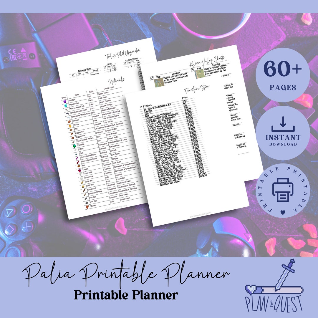 Palia Complete Guides, Trackers, and Planners Printable Bundle ...