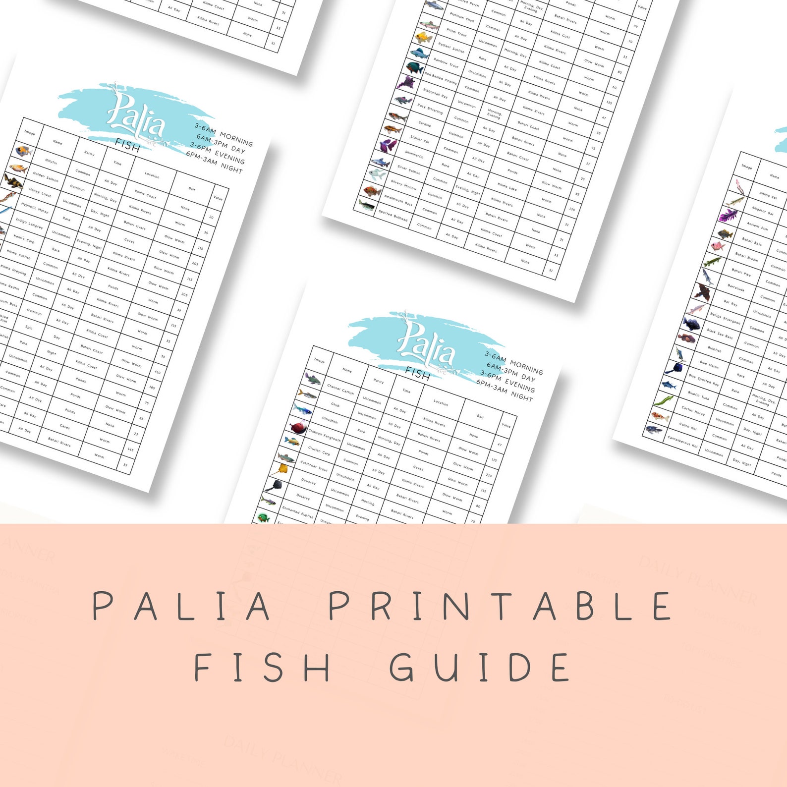 Palia Fish Guide Printable Maximize Your Potential - Etsy