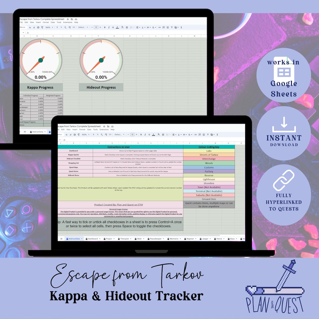 Ultimate Escape From Tarkov Kappa & Hideout Tracker Google Sheets ...