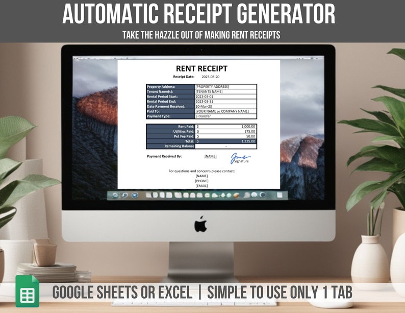 Rent Receipt Template With Automated Completion Two Clicks Completion ...