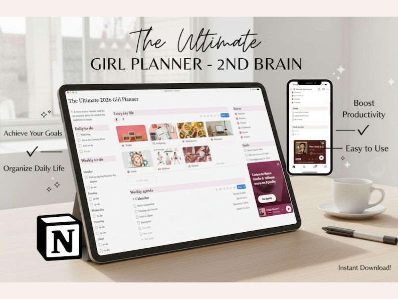 2026 Ultimate Girl Planner Notion Template | Aesthetic All-in-one Life ...