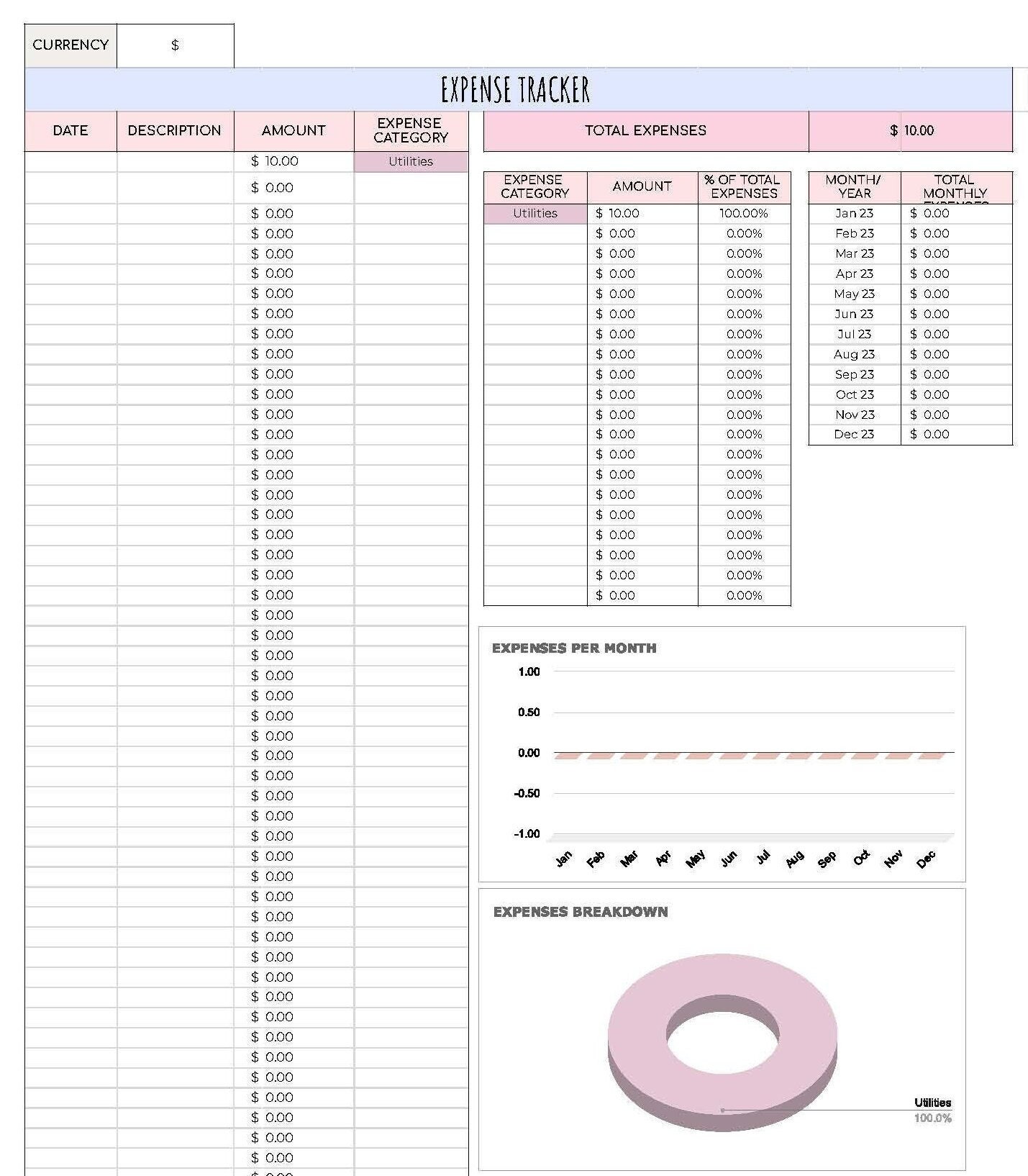 Expense Tracker Spreadsheet Google Sheets Expense Tracker Template ...