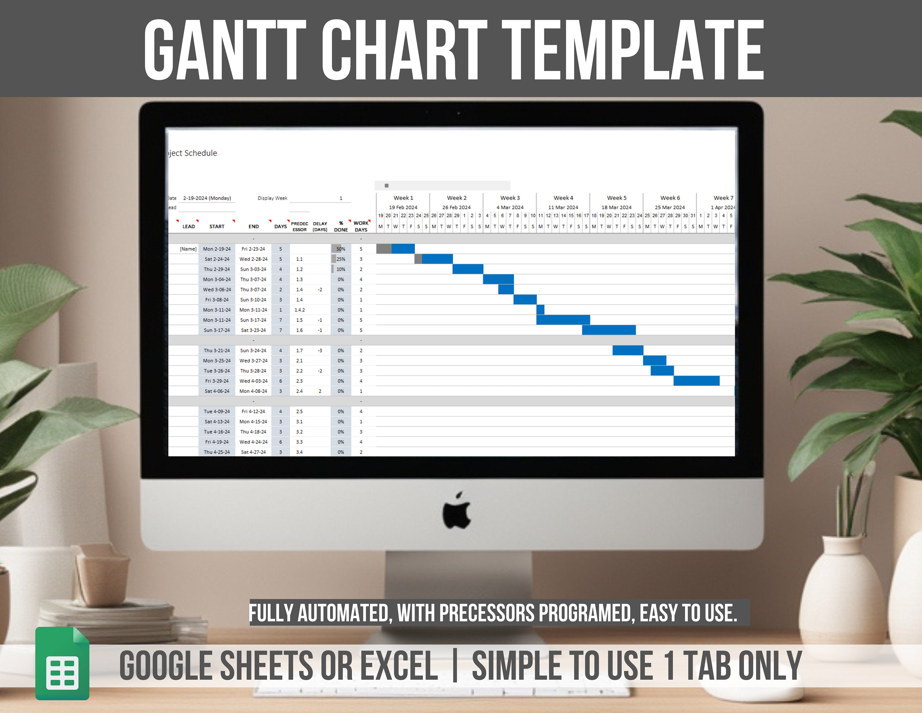 Gantt Chart Template Project Management Project Tracker Daily to Do ...