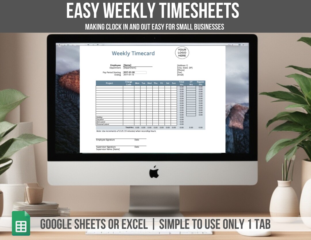 Weekly Timesheet, Clock in Clock Out Tracker, Employee Time Tracker ...