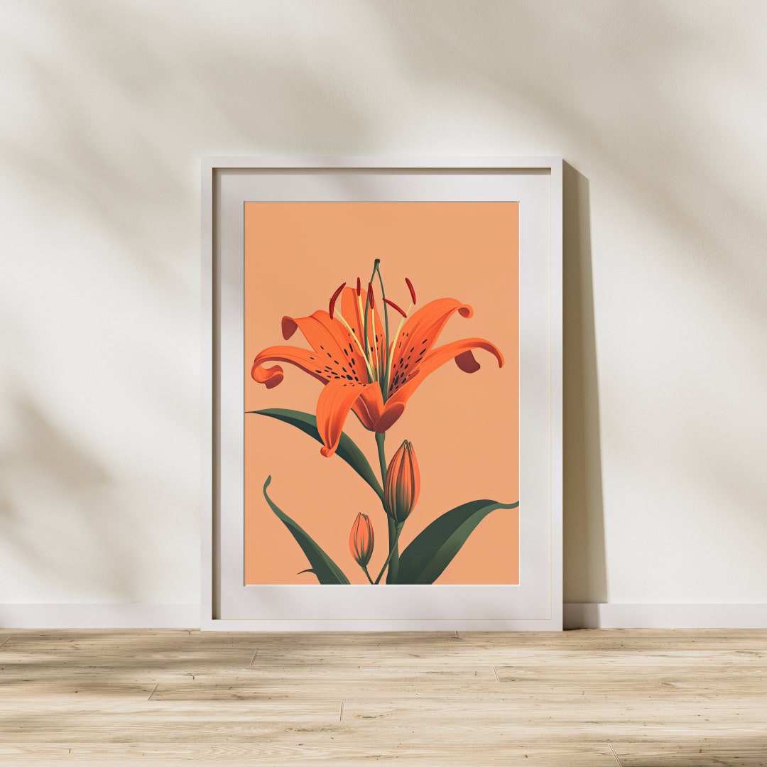 Printable Tiger Lily Wall Art, Tiger Lily Painting, Botanical Print ...