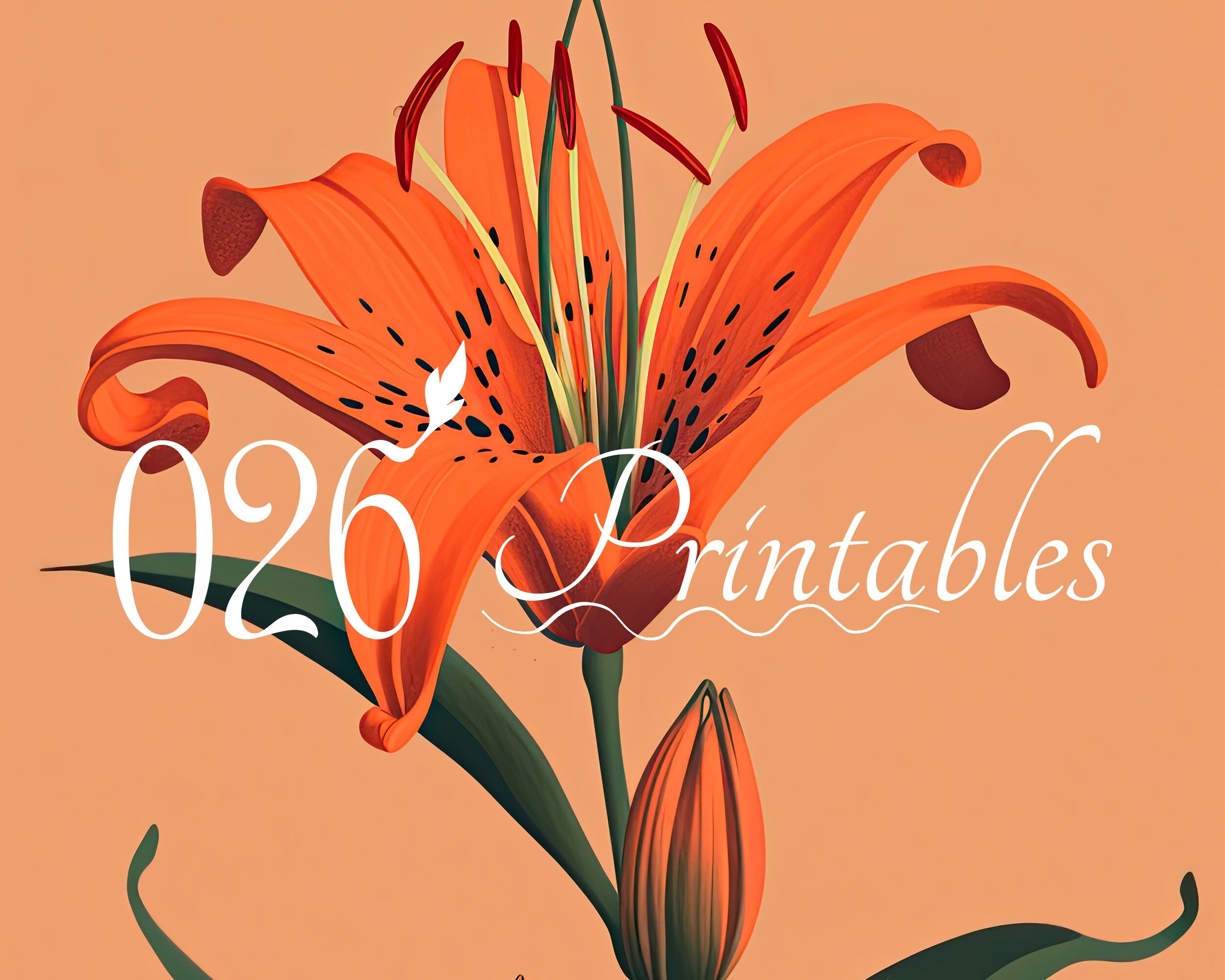 Printable Tiger Lily Wall Art, Tiger Lily Painting, Botanical Print ...