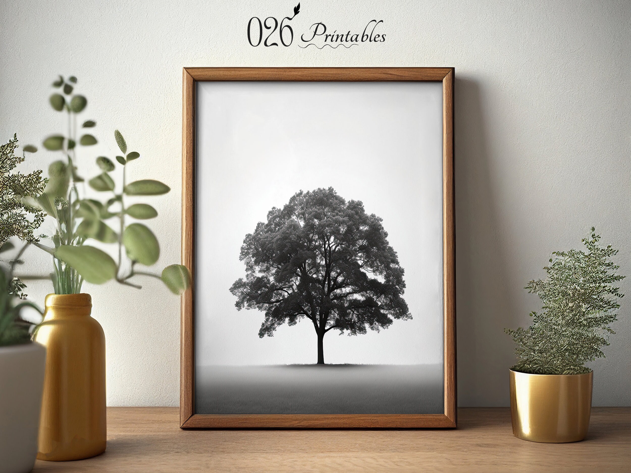 Oak Tree Printable Wall Art Oak Tree Print Black and White - Etsy UK