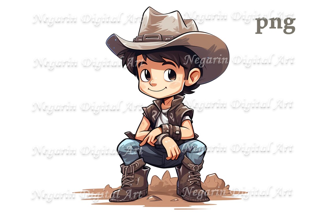 Watercolor Cute Cowboy Clipart Cute Western Graphics Digital - Etsy