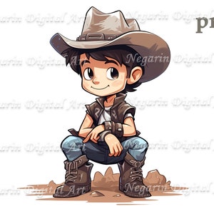 Watercolor Cute Cowboy Clipart, Cute Western Graphics, Digital Download ...