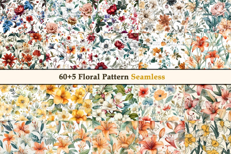 Watercolor Floral Pattern V2 Flower Clipart Watercolor - Etsy