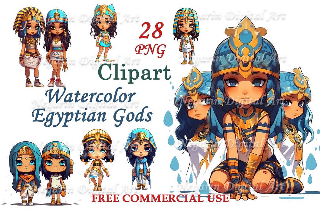 Watercolor Egyptian Gods Clipart, Cute Digital Download, God Art ...