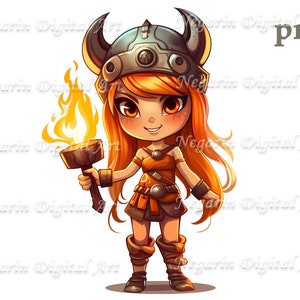 Watercolor Cute Viking Girl Clipart Digital Download, Cute Illustration ...