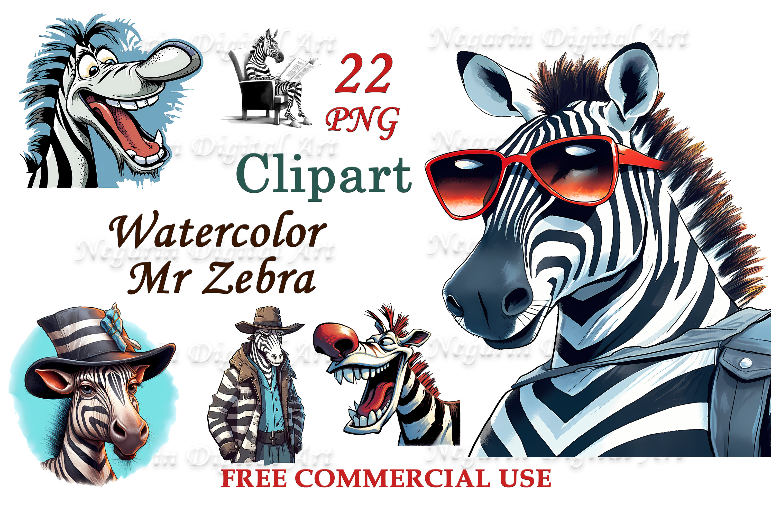 Watercolor Mr Zebra Clipart, Digital Download, Animal Art, Nursery ...
