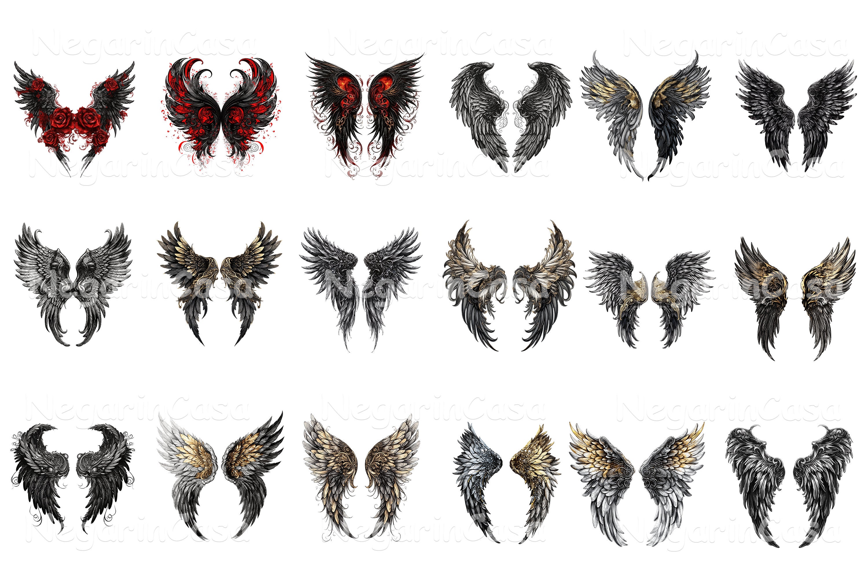 Watercolor Devil Wings Clipart – Dark Fantasy PNG, Gothic Art Download ...
